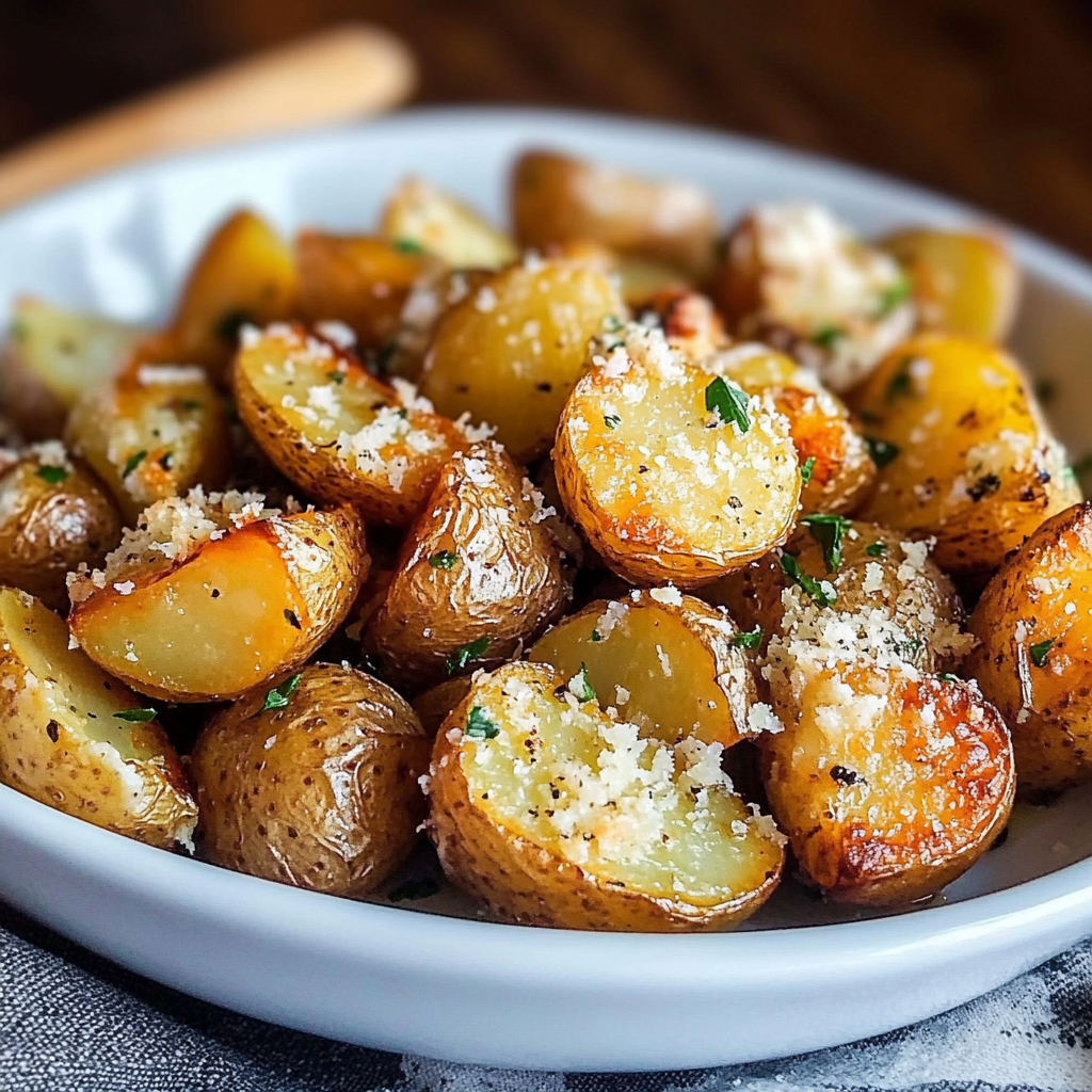 Roasted Garlic Butter Parmesan Potatoes