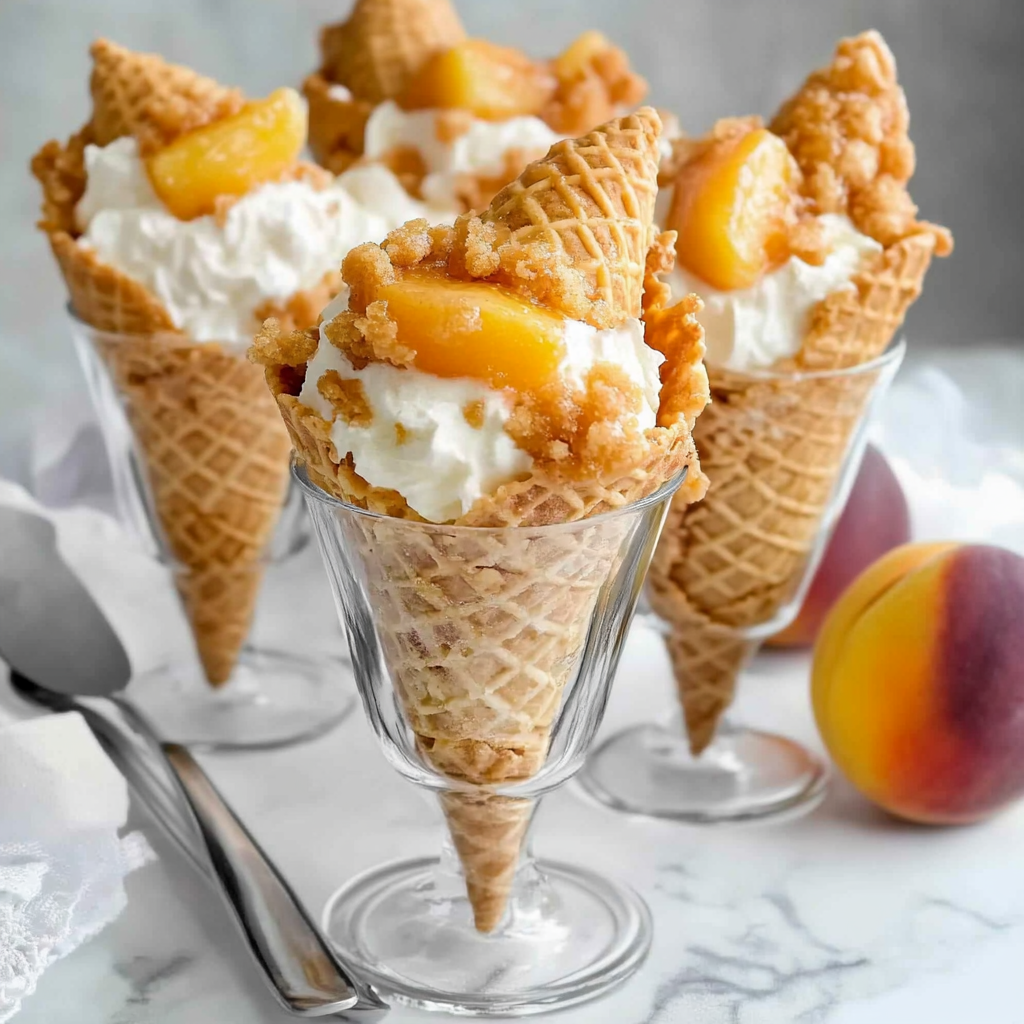 Peach Cobbler Stuffed Cones