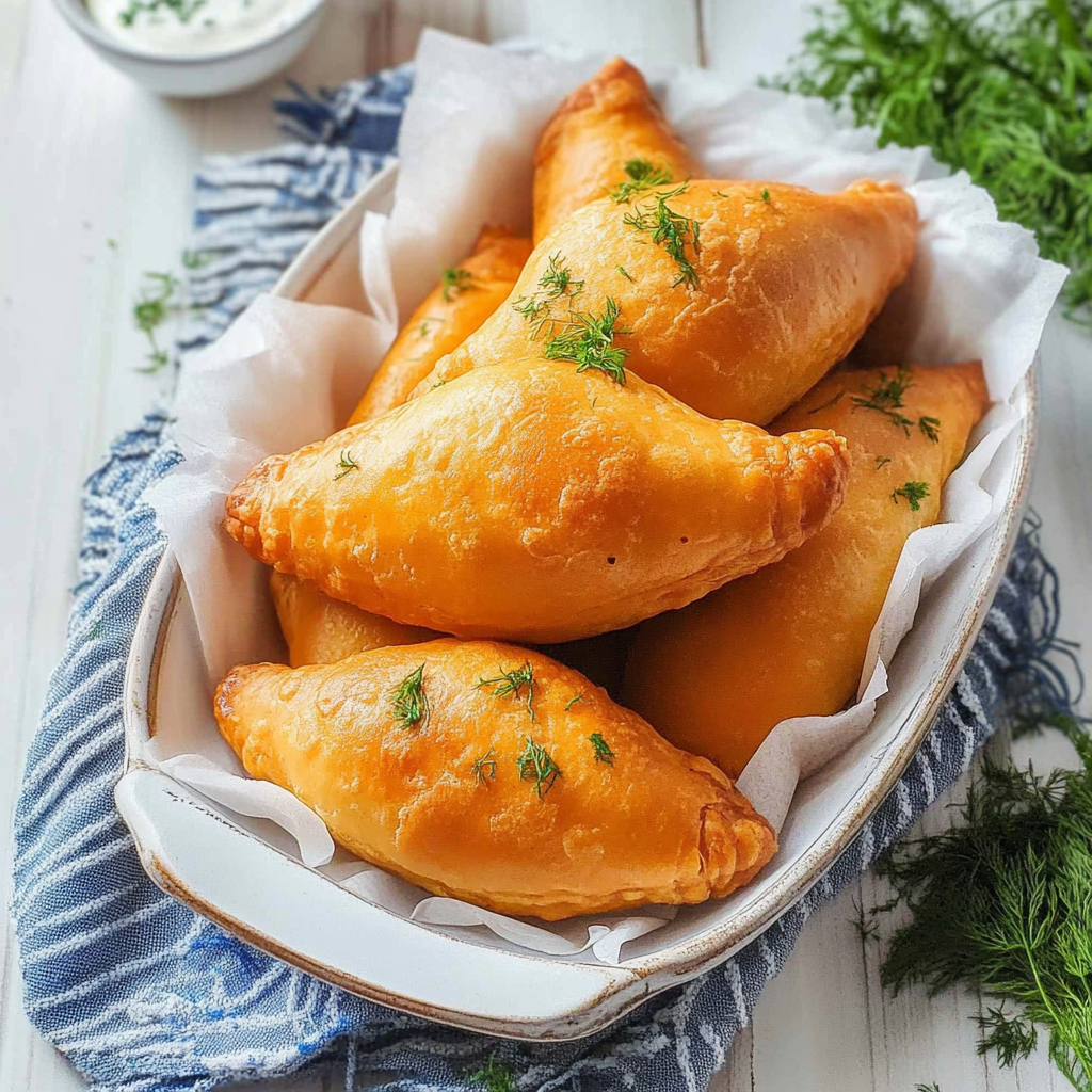Russian Potato Piroshki with Garlic Dip