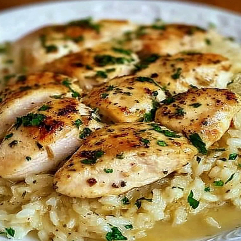 Chicken Scampi with Garlic Parmesan Rice