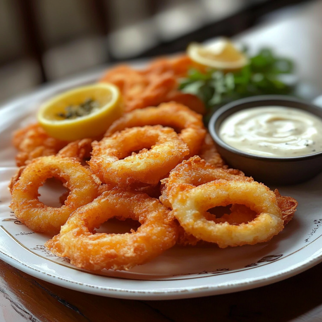 Crispy Battered Cod and Onion Rings Platter