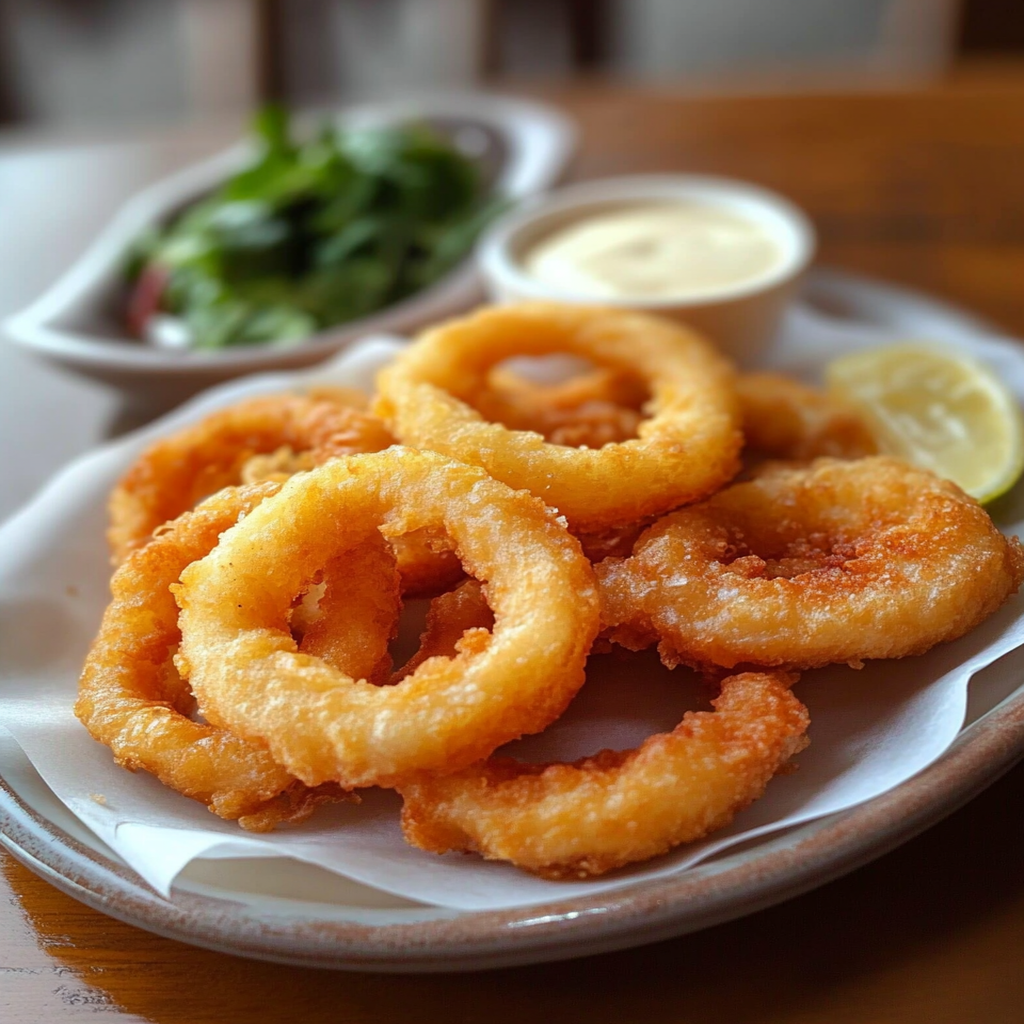 Crispy Battered Cod and Onion Rings Platter