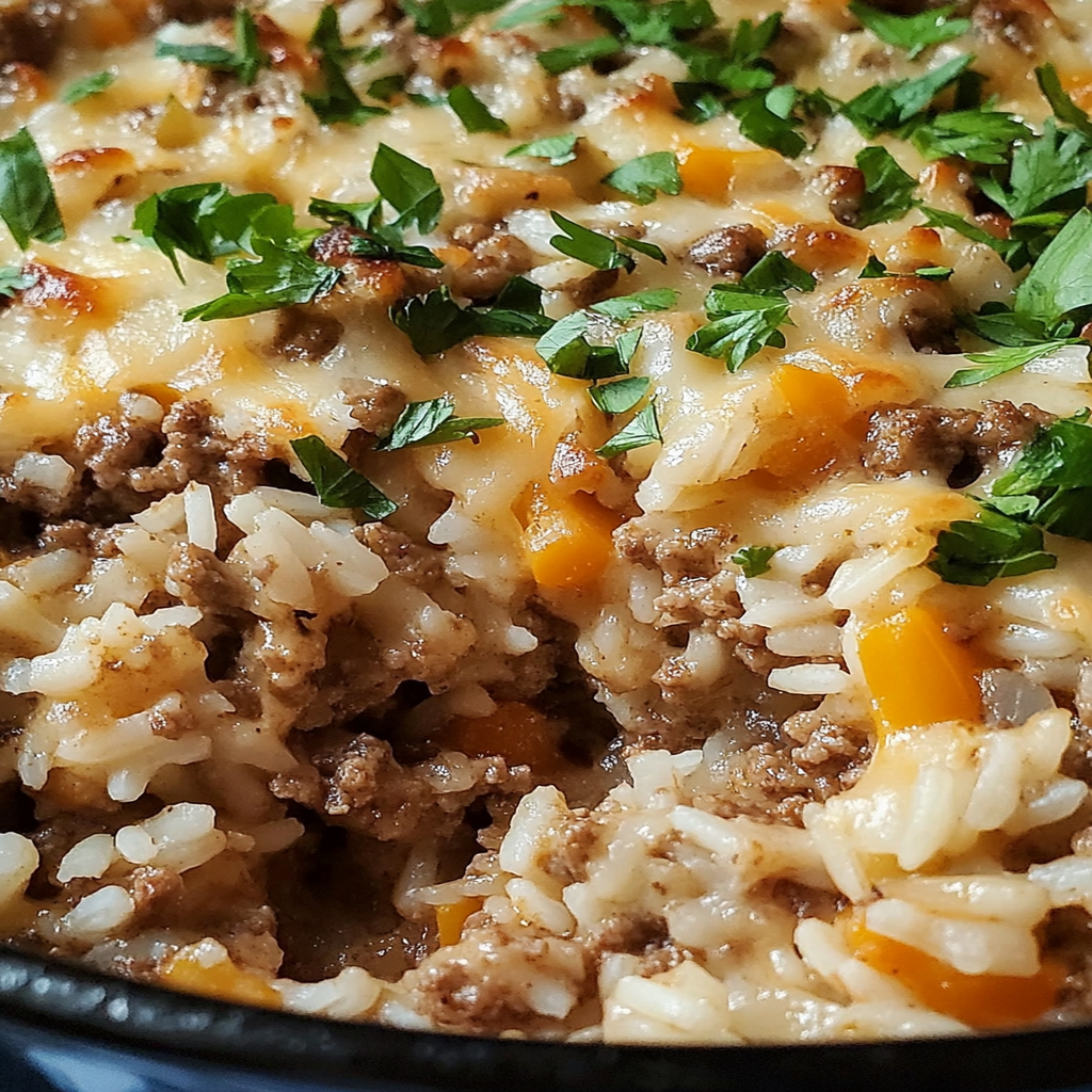 French Onion Ground Beef and Rice Casserole