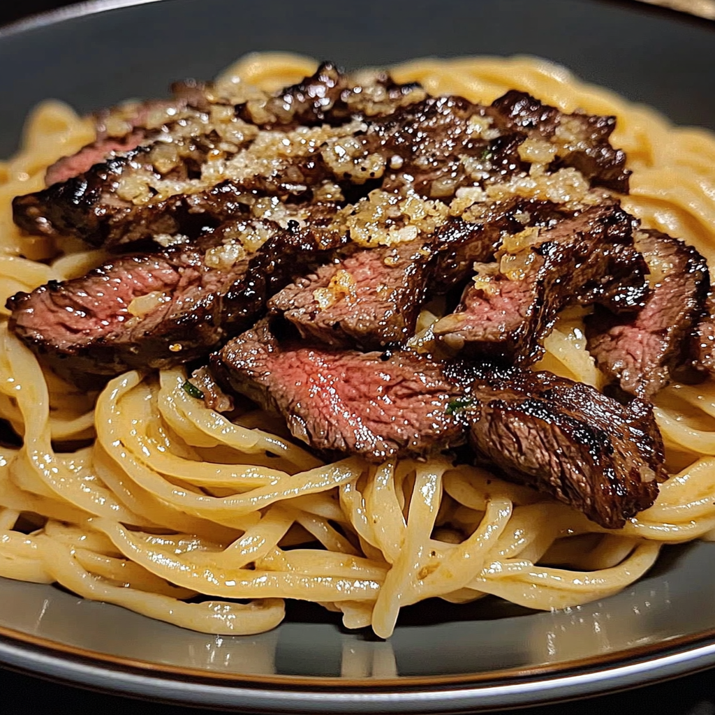 Garlic Butter Steak Lightning Noodles