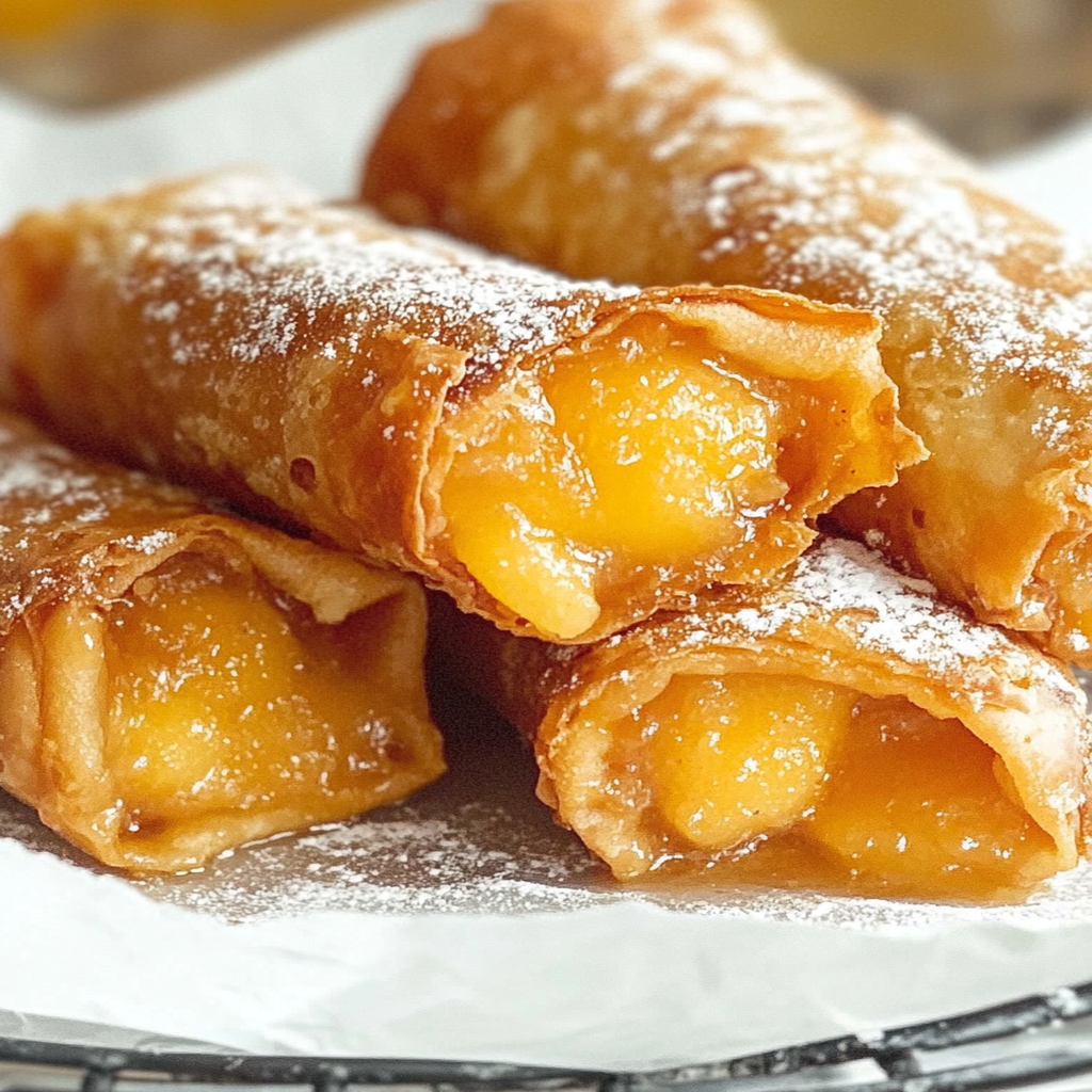 Peach Cobbler Egg Rolls