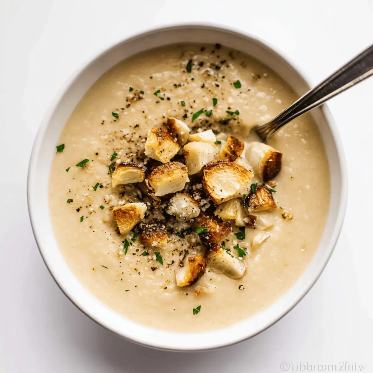 Ultimate Creamy Roasted Garlic Soup Recipe with Parmesan Topping - Top ...