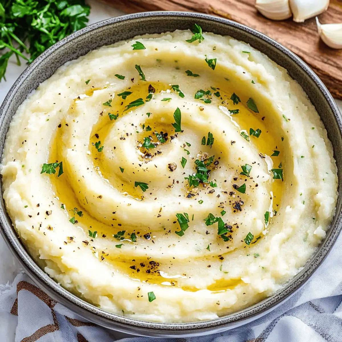Easy Garlic Mashed Cauliflower Recipe with Butter and Herbs - Top delicious recipe