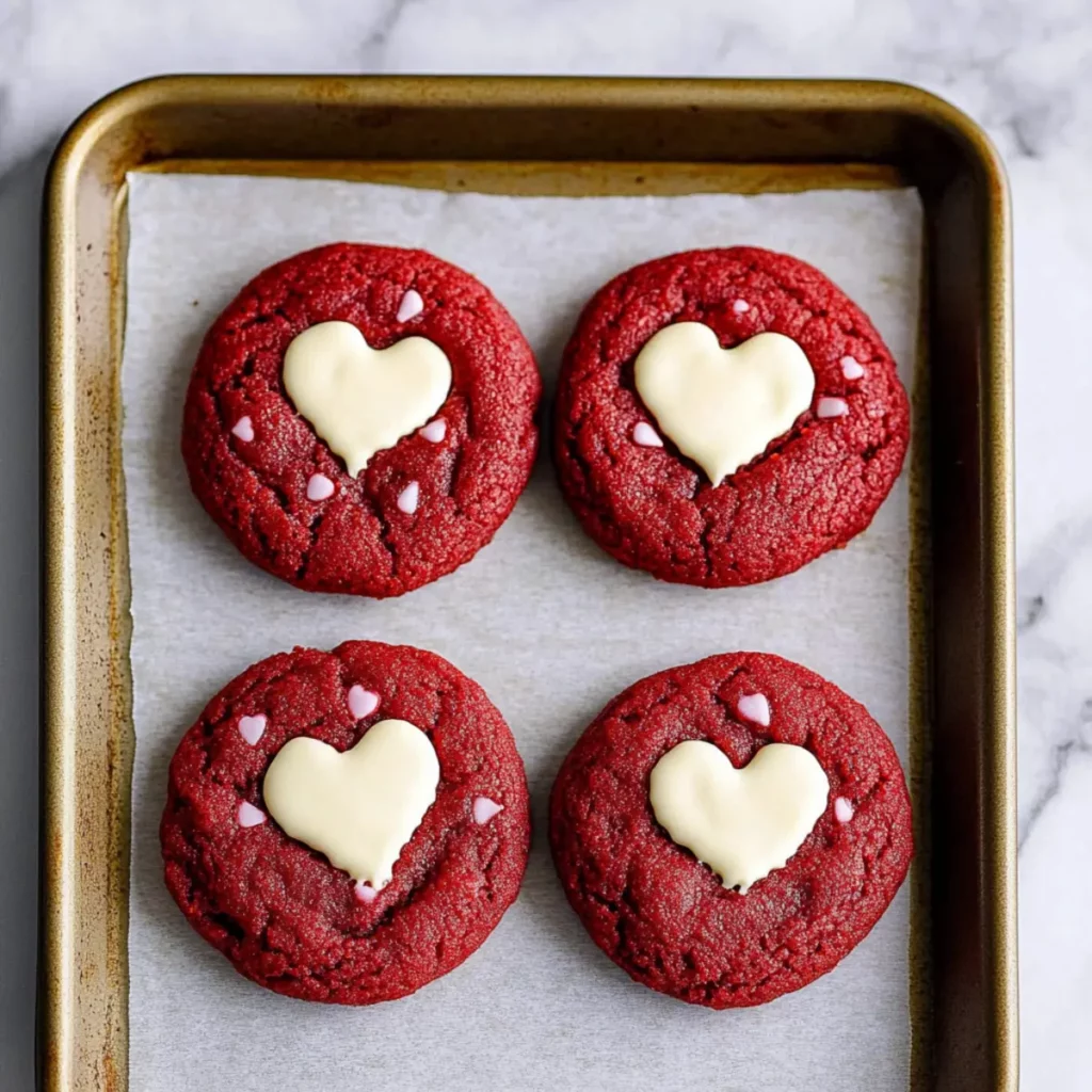 Delicious Red Velvet Valentine’s Cookies with White Chocolate Hearts ...